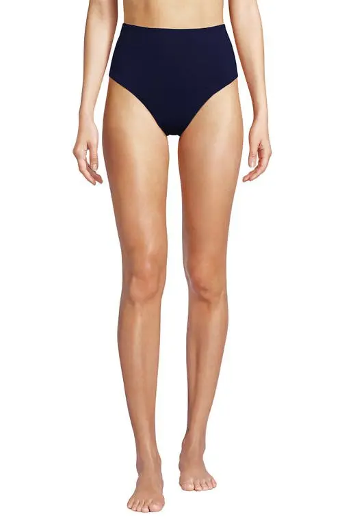 LANDS' END High Waisted Bikini Bottom - Deep Sea Navy
