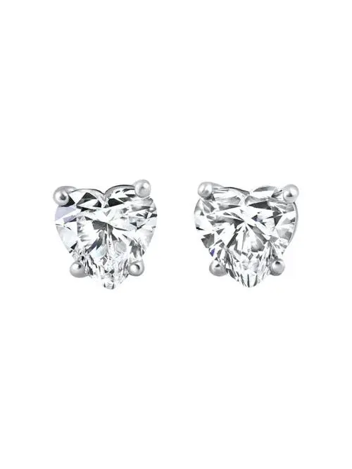 BLISS DIAMOND 2ct Tw Heart Lab Grown Diamond Stud Earrings - 14k White Gold