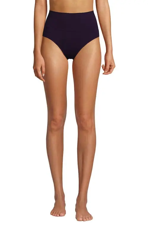LANDS' END Chlorine Resistant High Waisted Bikini Bottoms - Blackberry
