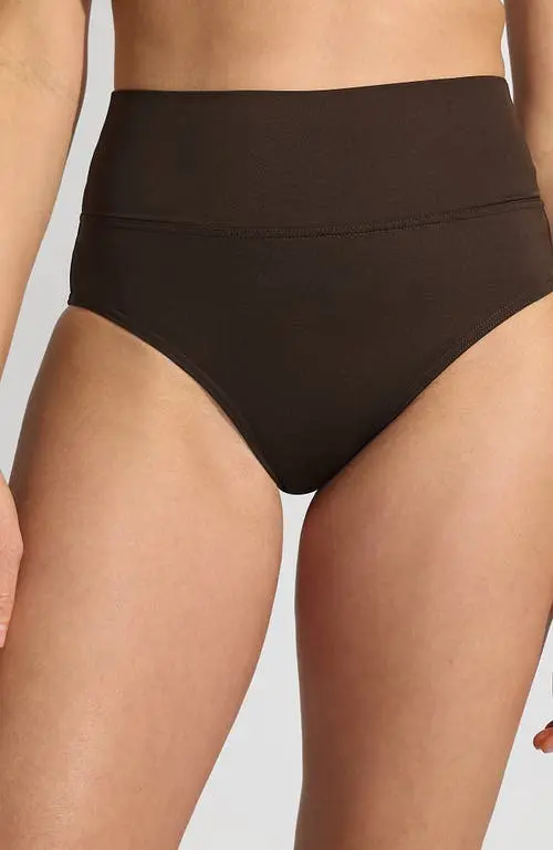LANDS' END Chlorine Resistant High Waisted Bikini Bottoms - Chocolate Brown