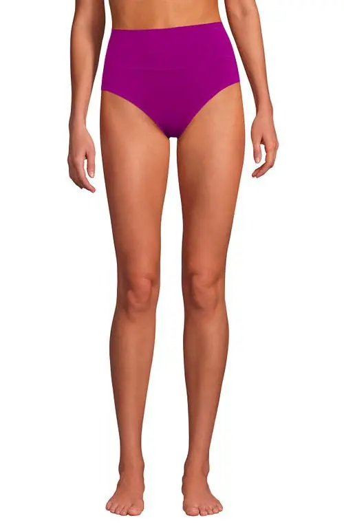 LANDS' END Chlorine Resistant High Waisted Bikini Bottoms - Crimson Rose