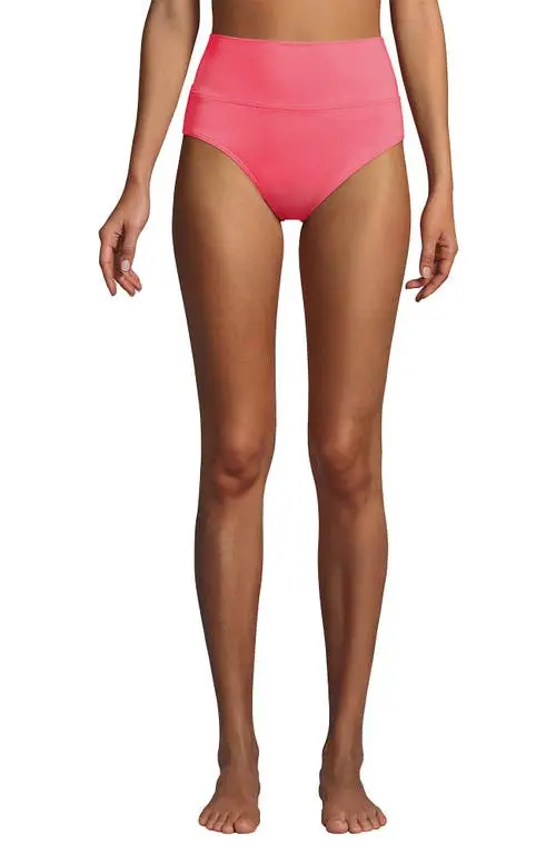 LANDS' END Chlorine Resistant High Waisted Bikini Bottoms - Dark Coral