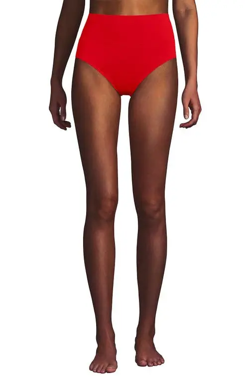LANDS' END Chlorine Resistant High Waisted Bikini Bottoms - Daylily Red
