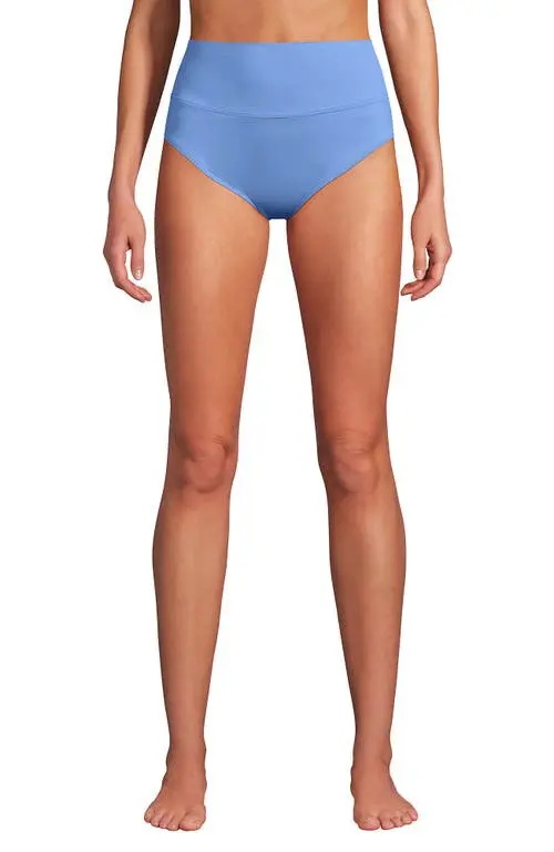 LANDS' END Chlorine Resistant High Waisted Bikini Bottoms - Lake Blue
