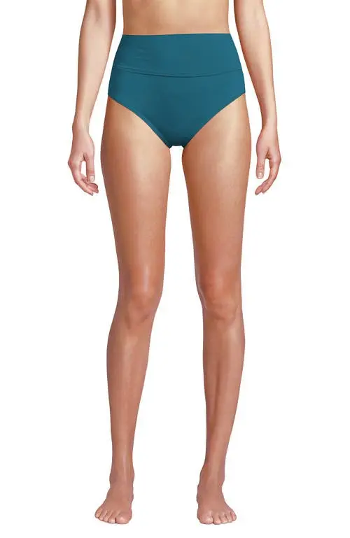 LANDS' END Chlorine Resistant High Waisted Bikini Bottoms - Paradise Teal