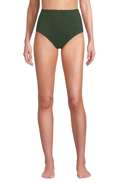 LANDS' END Chlorine Resistant High Waisted Bikini Bottoms - Rich Olive Green