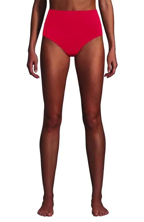 LANDS' END Chlorine Resistant High Waisted Bikini Bottoms - Strawberry