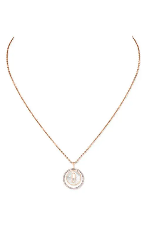 Messika Lucky Move Mother-of-pearl & Diamond Pendant Necklace - Pink Gold