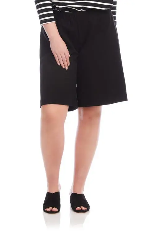 Karen Kane High Waist Stretch Twill Shorts - Black