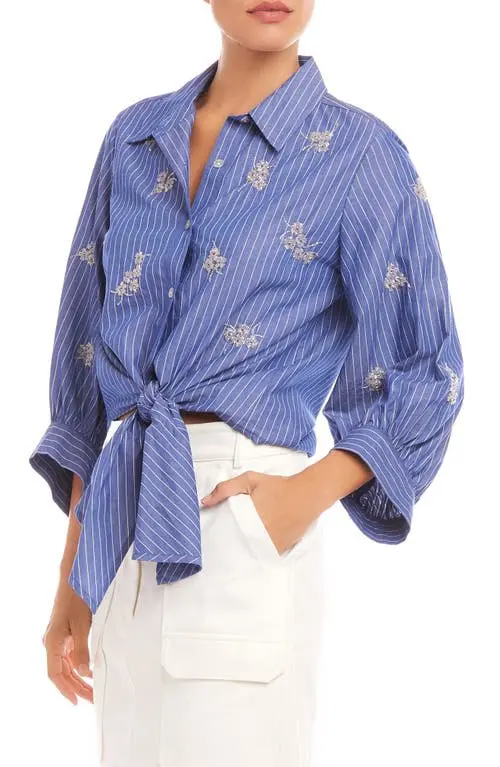 Karen Kane Embellished Tie-front Button-up Shirt