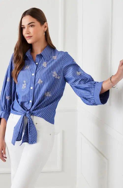 Karen Kane Embellished Tie-front Button-up Shirt