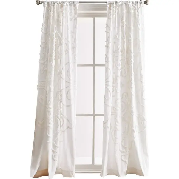 PERI HOME Gates Set Of 2 Tufted Chenille Curtain Panels - Winter White
