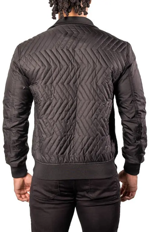 MACEOO Puffycomb Quilted Bomber Jacket - Black