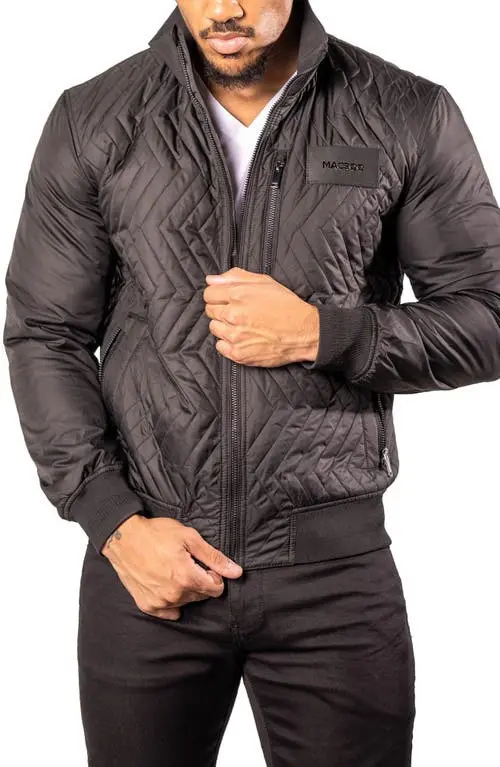MACEOO Puffycomb Quilted Bomber Jacket - Black