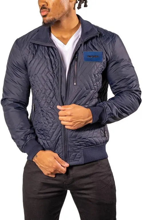 MACEOO Puffycomb Quilted Bomber Jacket - Blue
