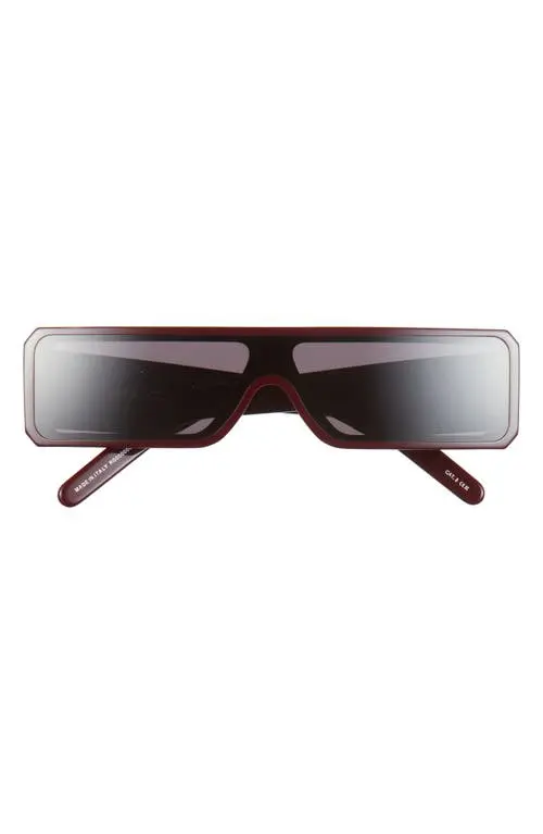 Rick Owens Geth Rectangle Shield Sunglasses - Mahogany Temple/ Black Lens