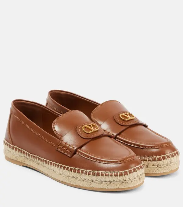 Valentino Garavani Vlogo Signature Leather Espadrilles - Brown