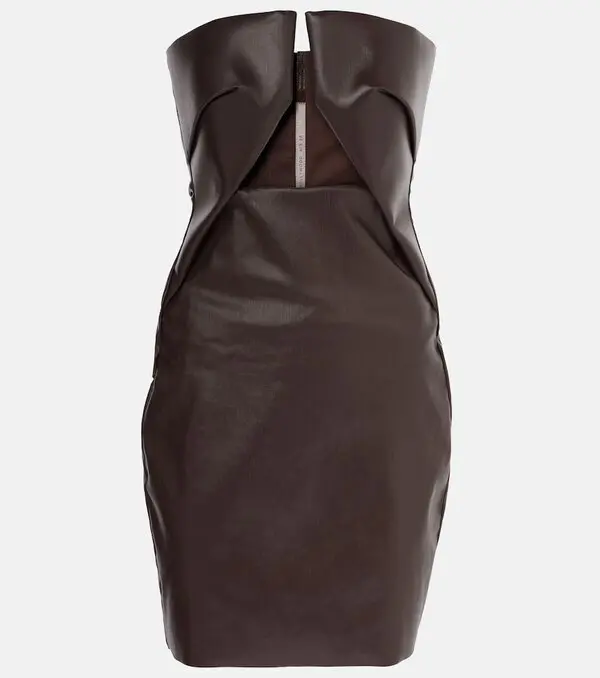 Rick Owens Prong Cutout Bustier Denim Dress - Brown