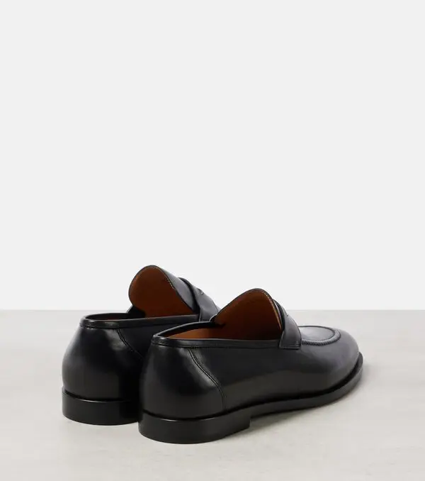 Loro Piana Sergio Leather Loafers - Black