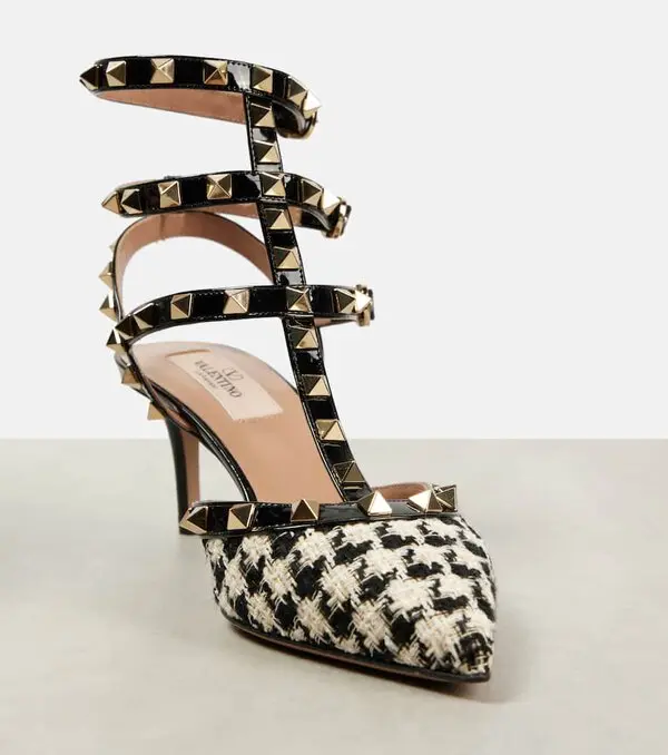 Valentino Garavani Rockstud 65 Leather-trimmed Tweed Pumps - Black