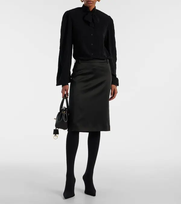 Balenciaga Tie-neck Crêpe Blouse