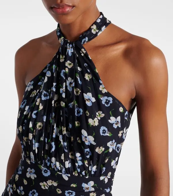 Veronica Beard Brock Floral-printed Halterneck Midi Dress - Multicoloured