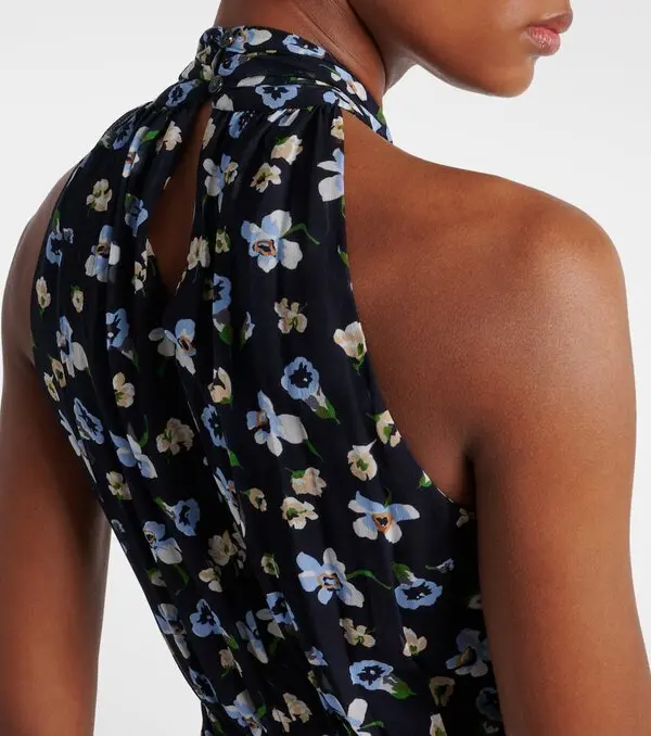 Veronica Beard Brock Floral-printed Halterneck Midi Dress - Multicoloured
