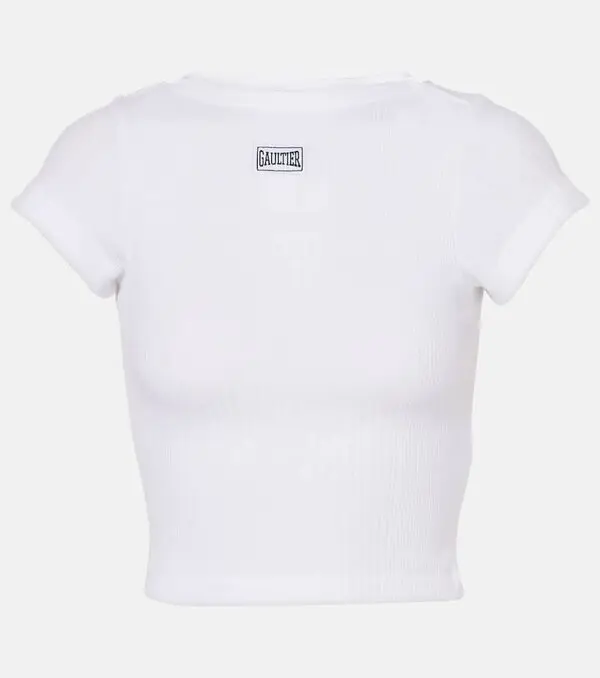 Jean Paul Gaultier Logo Cotton Crop Top - White