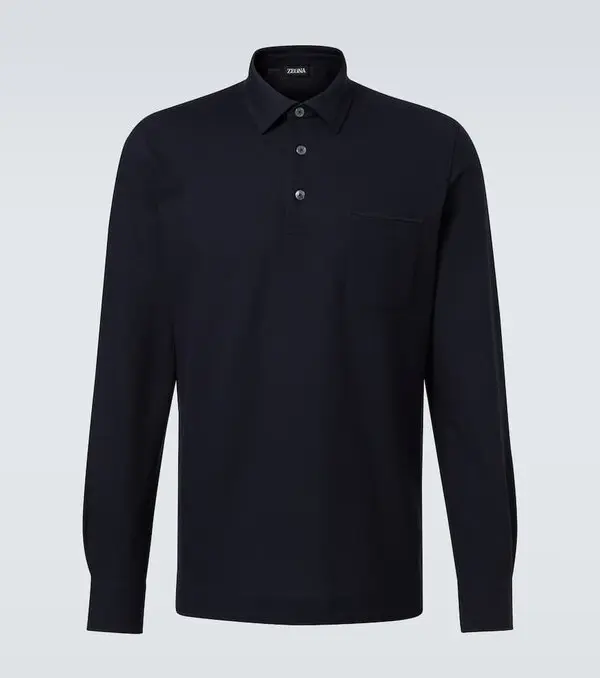 Zegna Logo Cotton Polo Shirt - Blue