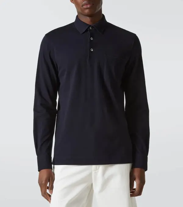 Zegna Logo Cotton Polo Shirt - Blue