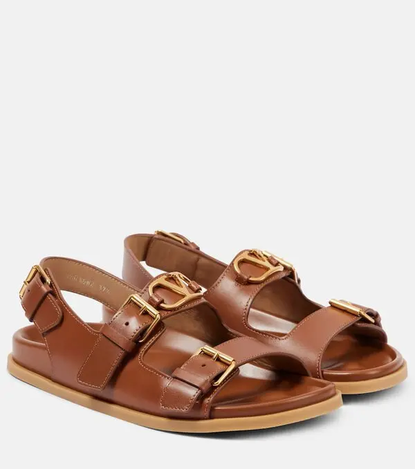 Valentino Garavani Vlogo Signature Leather Sandals - Brown