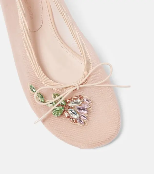 Simone Rocha Bow-detail Embellished Ballet Flats - Pink