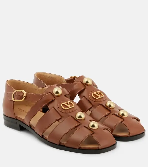 Valentino Garavani Vlogo Signature Leather Fisherman Sandals - Brown