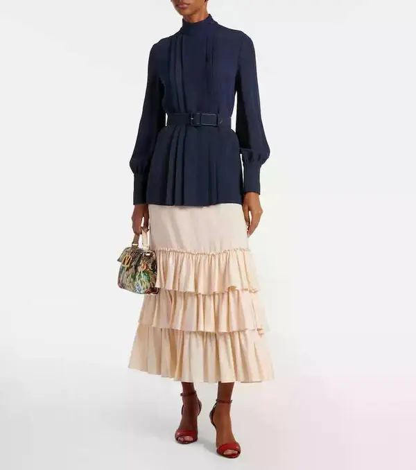 Valentino Garavani Cady Couture Belted Blouse - Blue