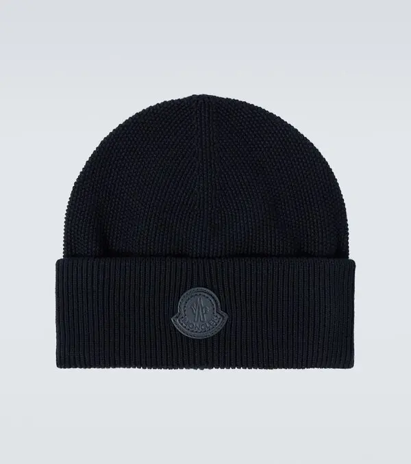 Moncler Cotton And Cashmere Beanie - Blue