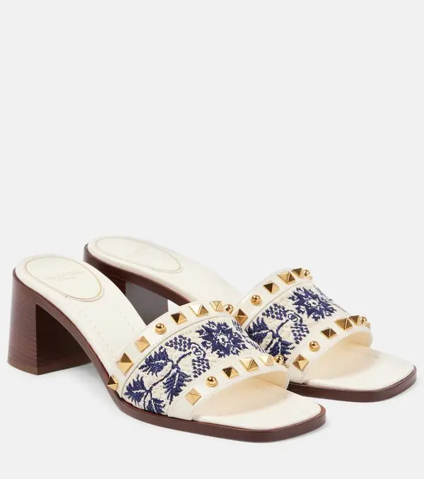 Valentino Garavani County 60 Rockstud Embroidered Mules - Multicoloured