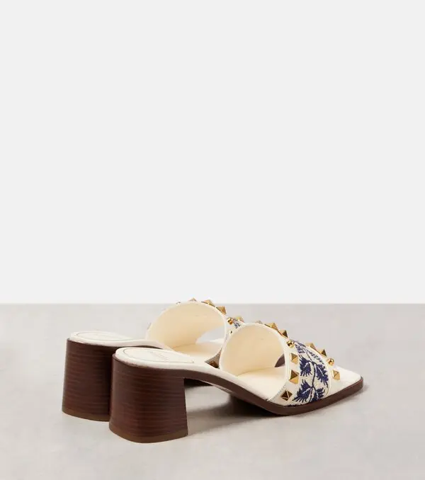 Valentino Garavani County 60 Rockstud Embroidered Mules