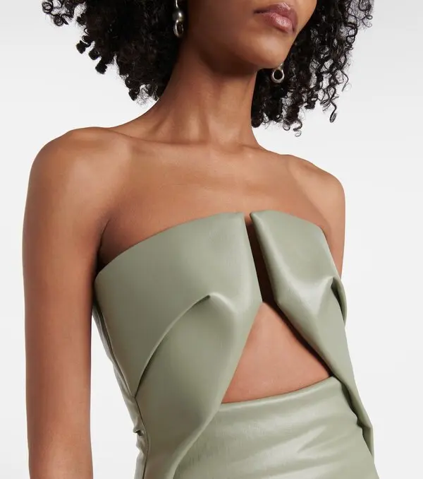 Rick Owens Prong Cut-out Coated Denim Gown - Green