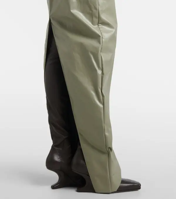 Rick Owens Prong Cut-out Coated Denim Gown - Green
