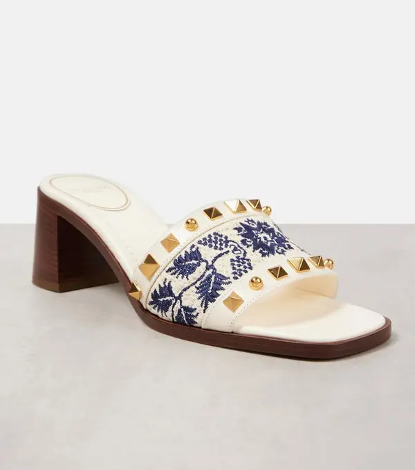 Valentino Garavani County 60 Rockstud Embroidered Mules