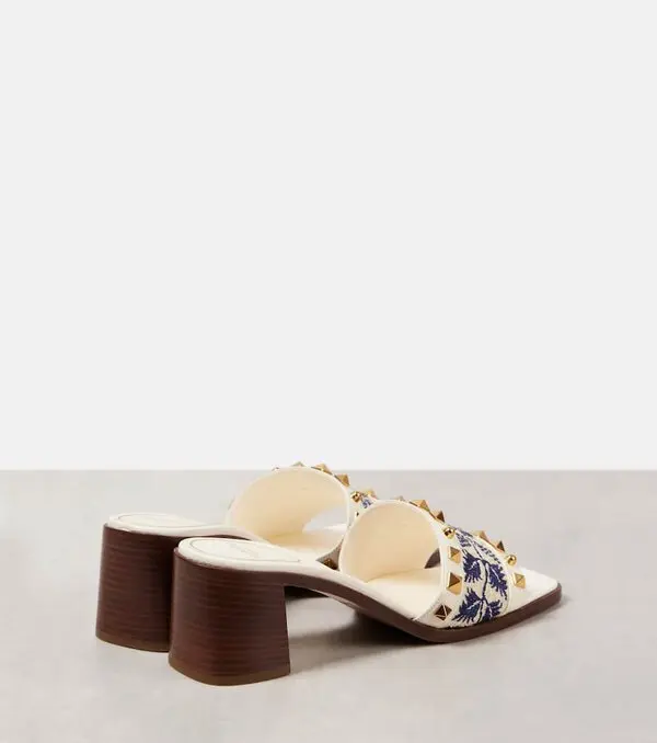 Valentino Garavani County 60 Rockstud Embroidered Mules