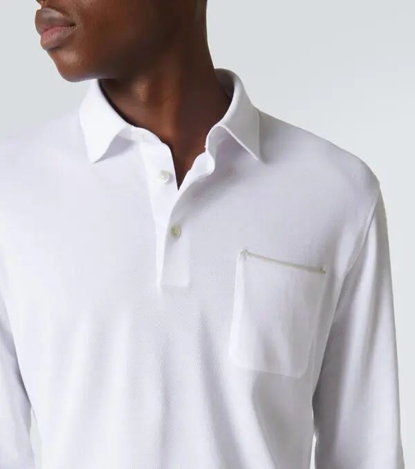 Zegna Logo Cotton Polo Shirt - White