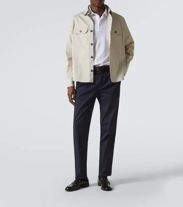 Zegna Logo Cotton Polo Shirt - White