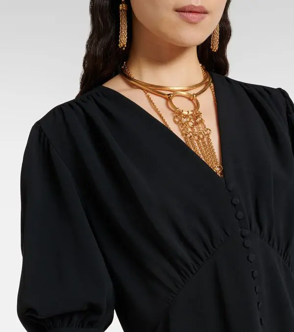 Chloé Balloon-sleeve Crepe Minidress