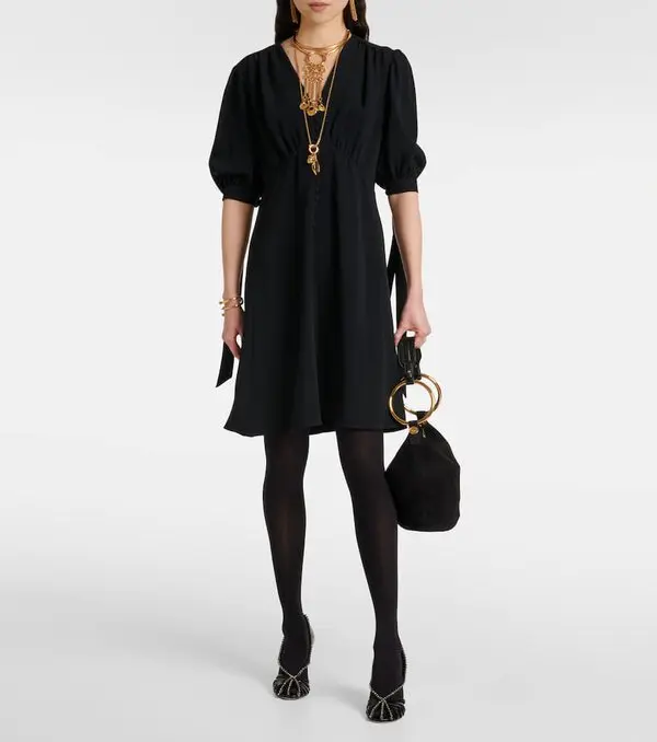 Chloé Balloon-sleeve Crepe Minidress