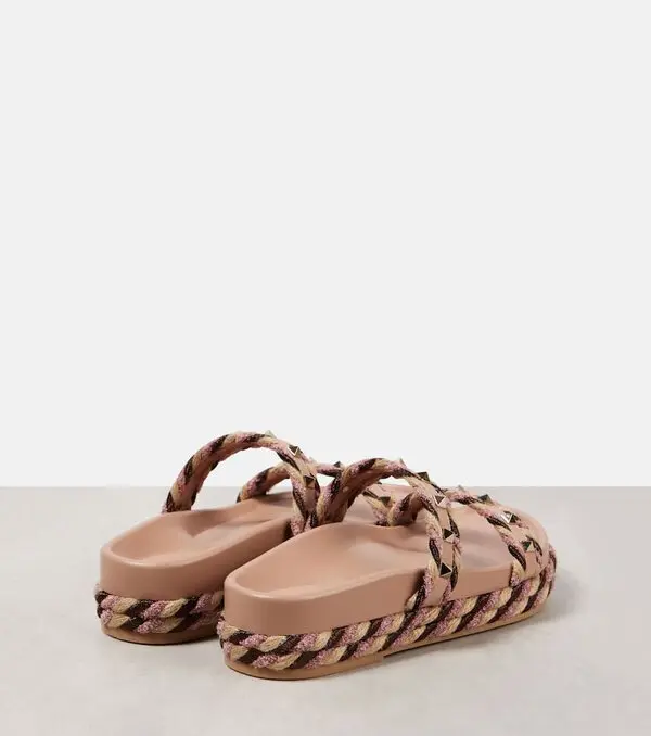 Valentino Garavani Rockstud Torchon Leather-trimmed Sandals