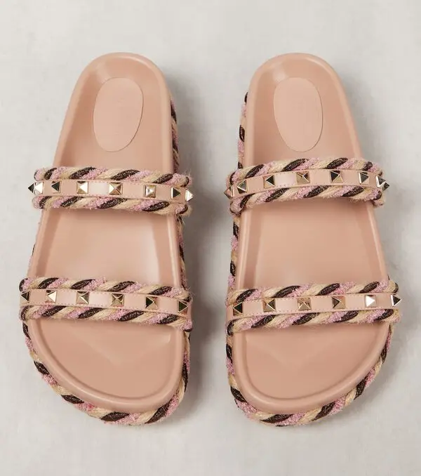 Valentino Garavani Rockstud Torchon Leather-trimmed Sandals