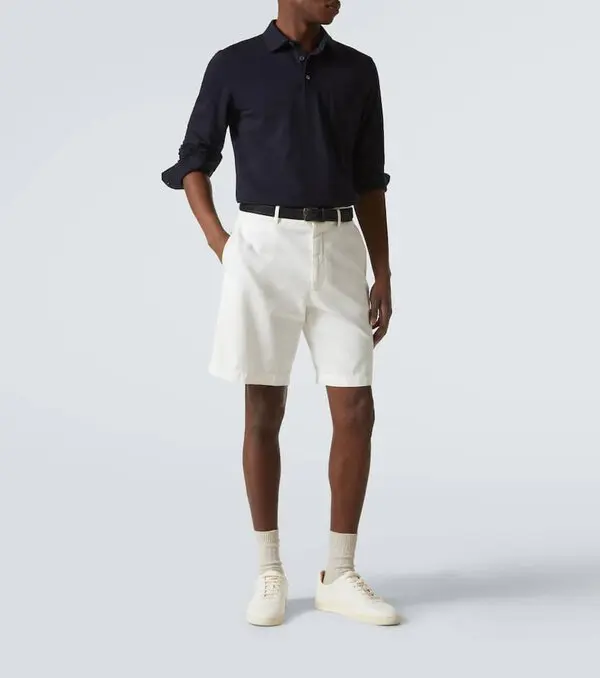 Zegna Logo Cotton Polo Shirt - Blue