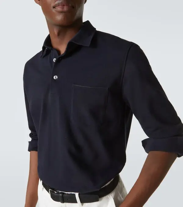 Zegna Logo Cotton Polo Shirt - Blue