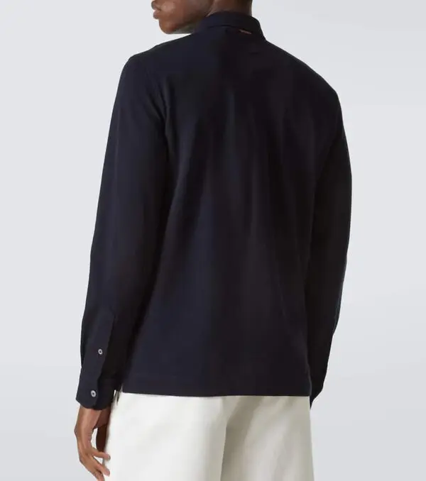 Zegna Logo Cotton Polo Shirt - Blue